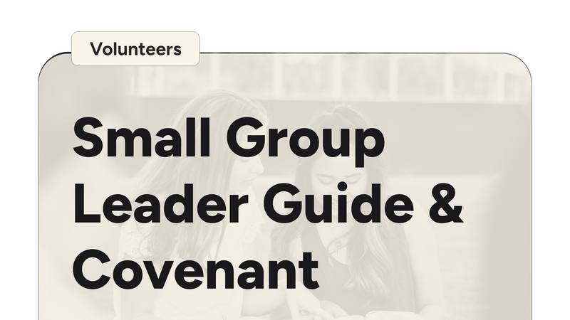 Small Group Leader Guide & Covenant – Ministry Pass